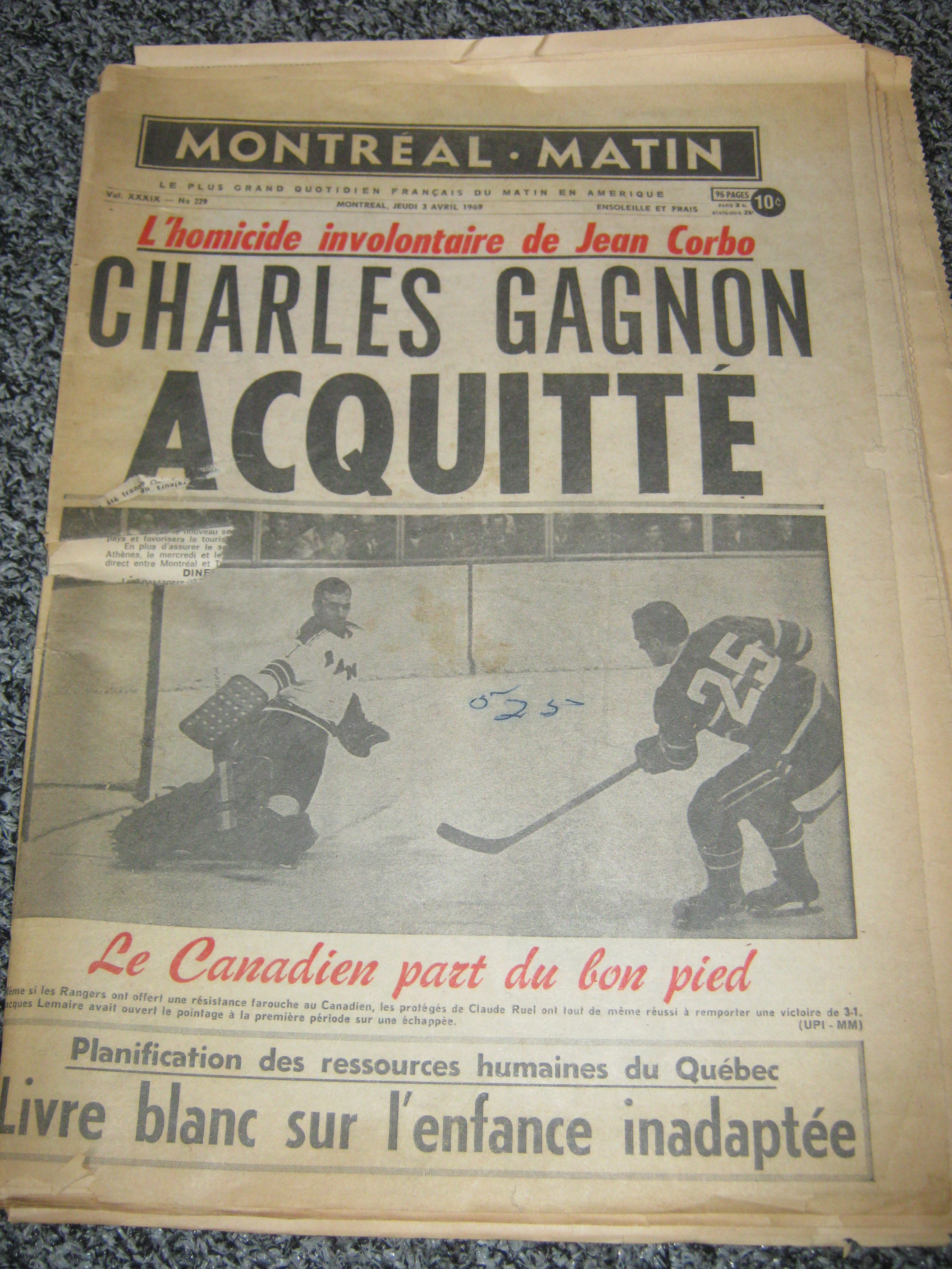 Montreal-Matin – April 3 1969 – Things I find in the garbage